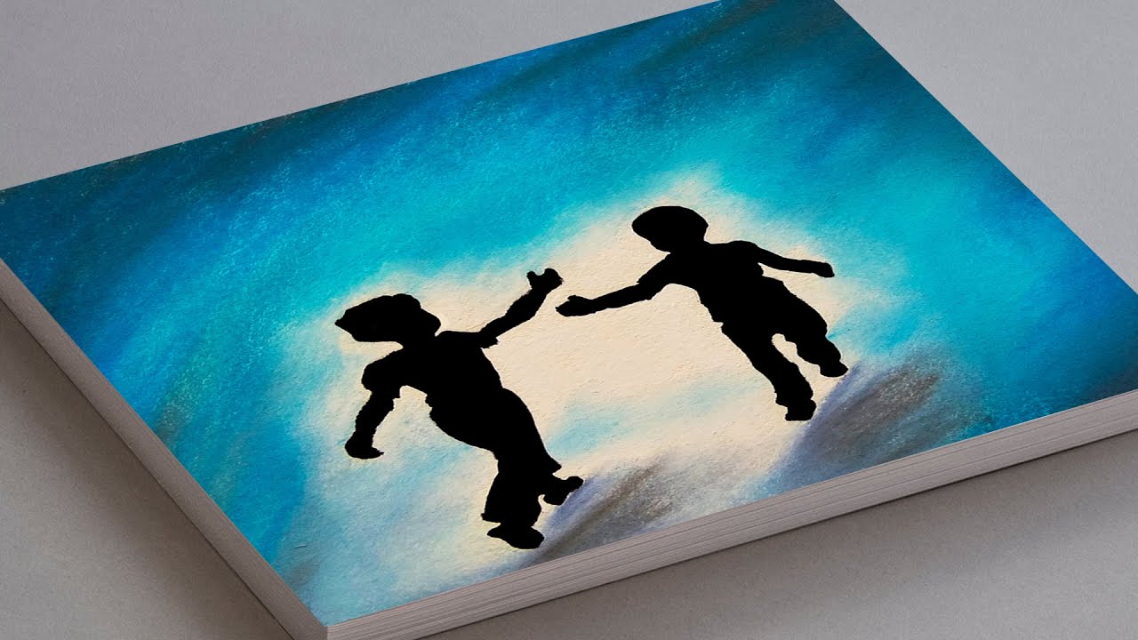 RAINY NIGHT DRAWING FOR BEGINNERS | KIDS PLAYING IN RAIN DRAWING ...