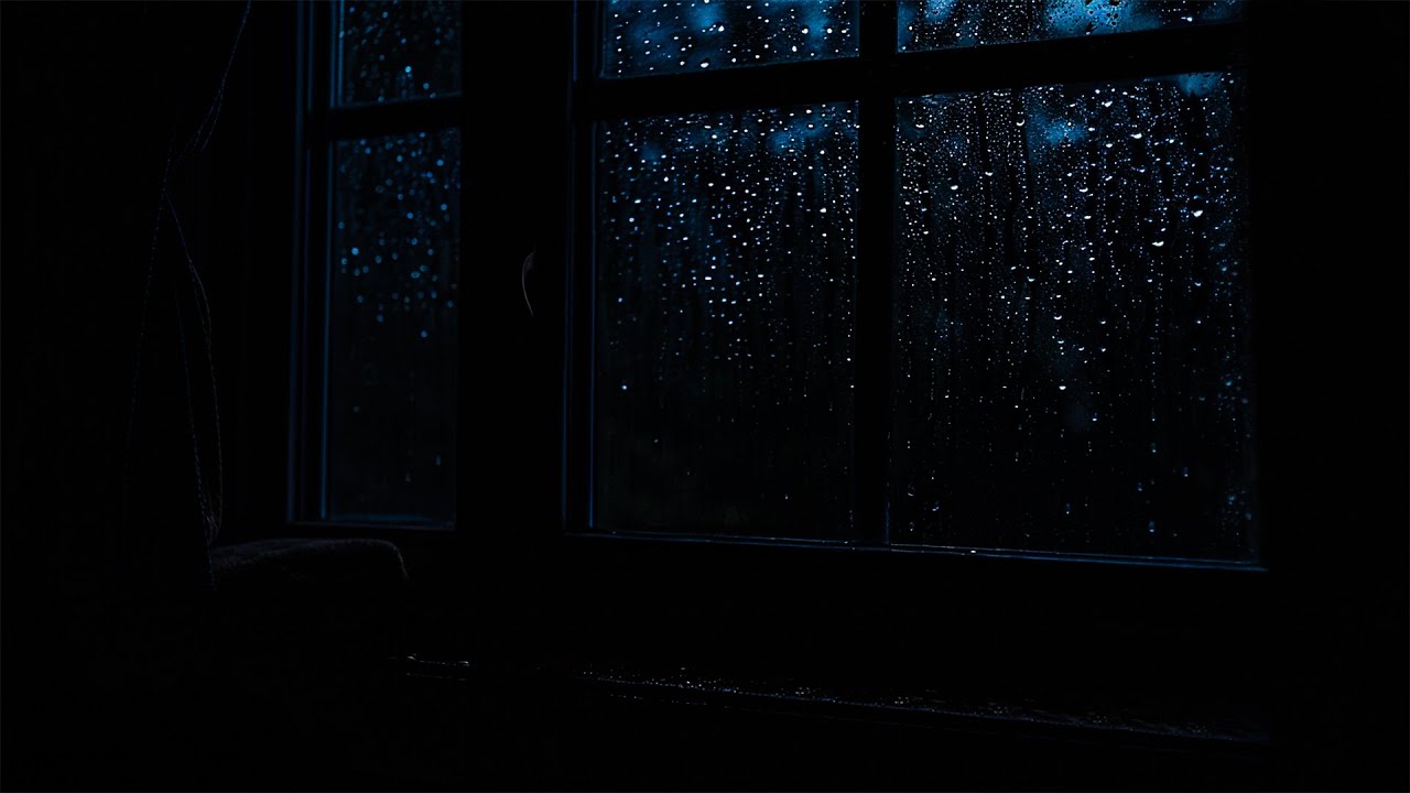 The sound of rain outside BLACK WINDOW SCREEN - Sleep and Meditation ...