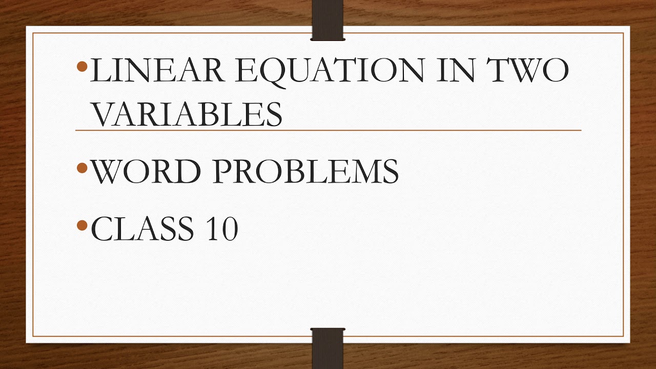 Linear Equation word Problems YouTube linear-equation-word-problems-youtube