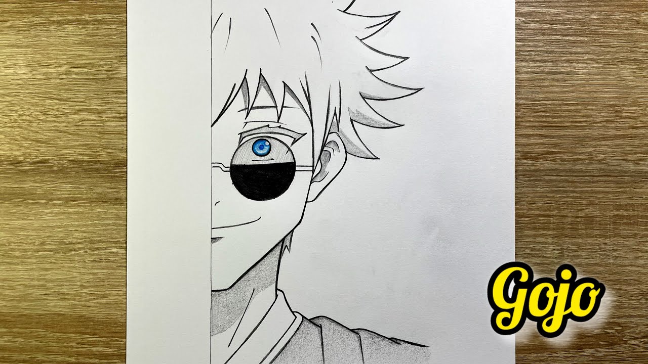 How to Draw Gojo Half Face with Blue Eye - Anime Tutorial - YouTube