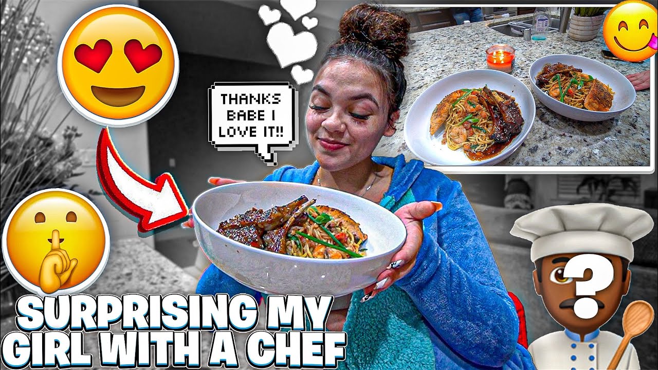 SURPRISING MY GIRLFRIEND WITH A PERSONAL CHEF!!!😍 **CUTE REACTION ...