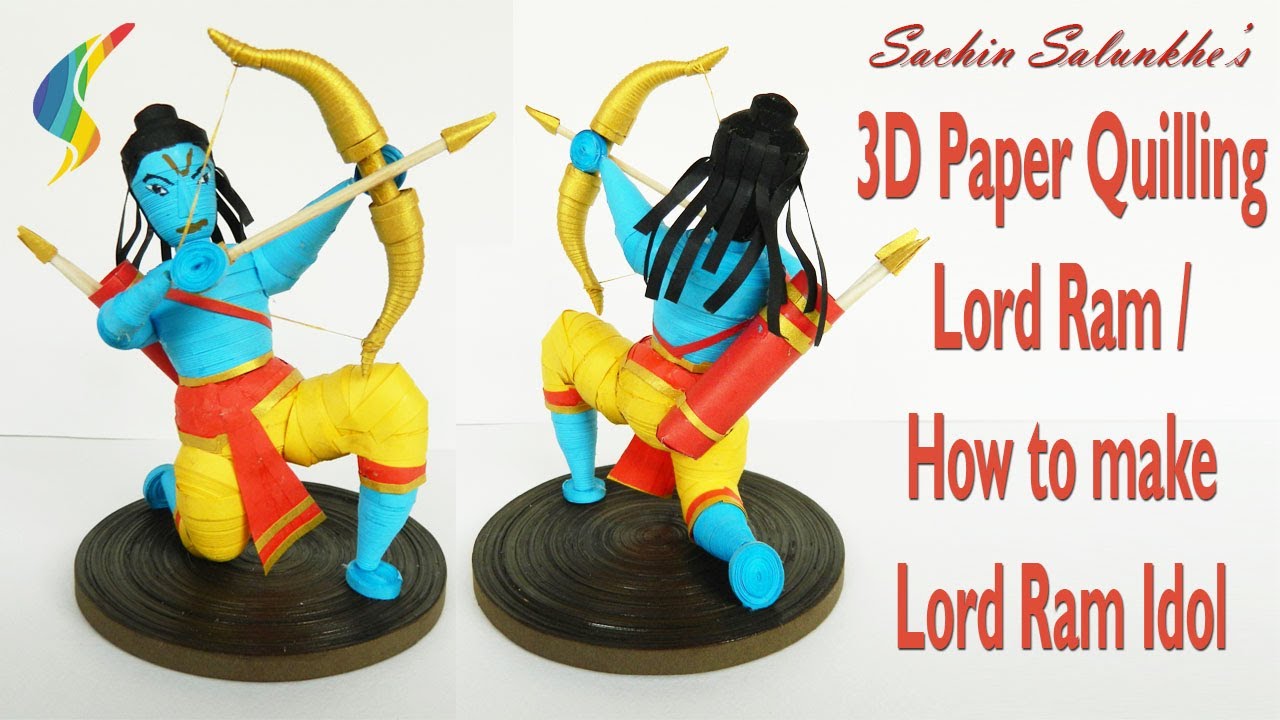 Paper Quilling Lord Rama / How to make Lord Rama Idol / Quilled Lord ...
