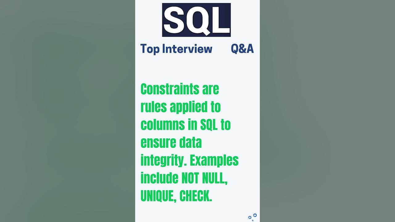 What is a constraint in SQL? #SQL #interview #interviews #facts #learning - YouTube