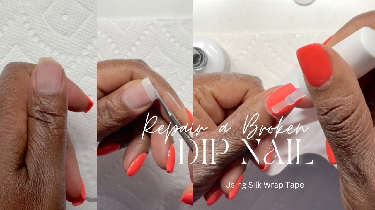 Repair a Broken Nail Using Silk Wrap Tape | Dip Nail Tutorial - YouTube