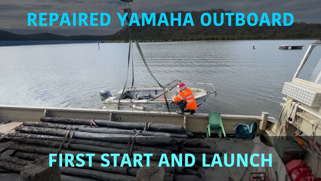 First start of repaired Yamaha F70 outboard - YouTube