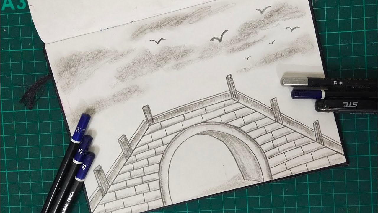 How to Draw Brick Bridge | Pencil Drawing-Pencil Sketch. - YouTube