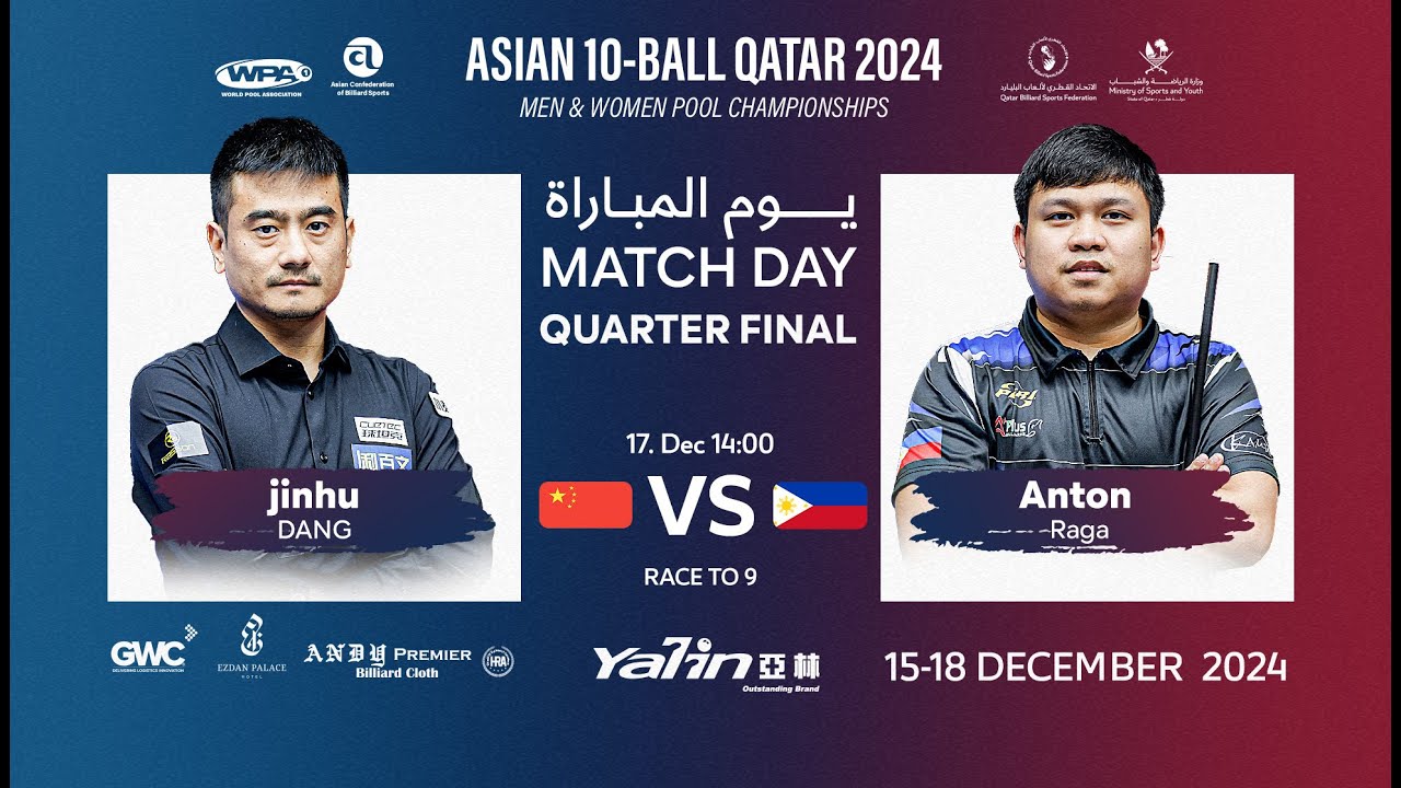 ASIAN 10 BALL CHAMPIONSHIP (MEN)10-Ball | Quarter final - YouTube