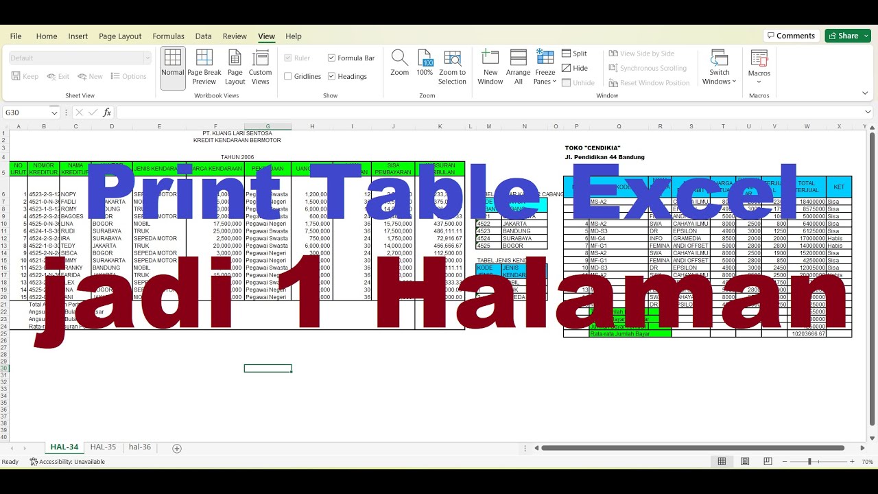 Cara print excel jadi 1 halaman tanpa terpotong - YouTube