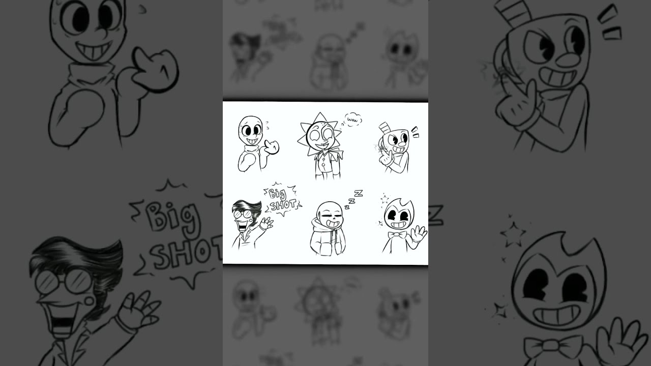 SPEEDPAINT || “The 6 Smilers” Sans, Sundrop, Mugman, Spamton, Bendy ...