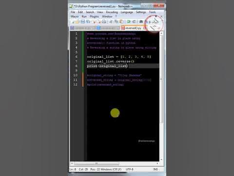 Reversing a list in place using reverse() function in python Tamil #python #pythonprogramming # ...