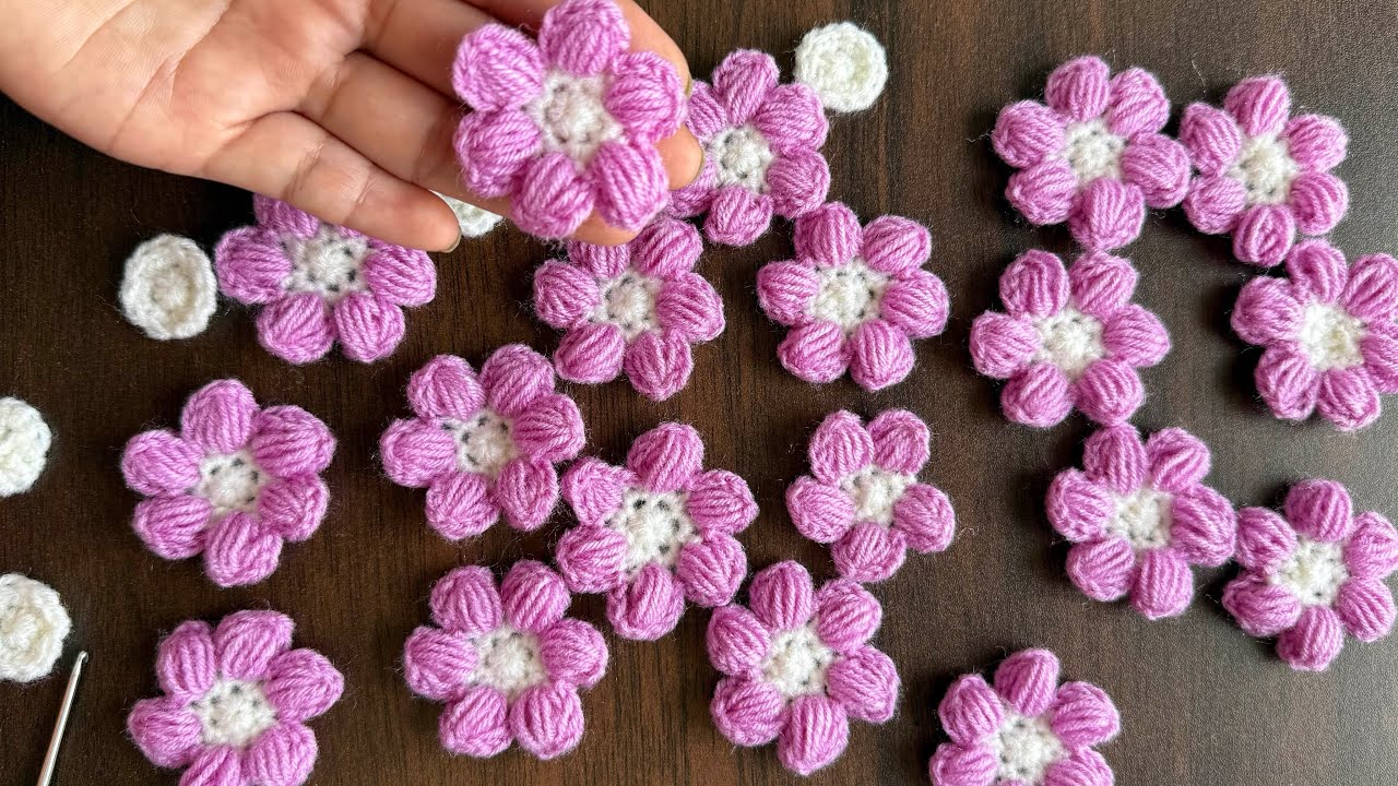 Crochet flower in 7 minutes, crochet flower tutorial for beginners ...