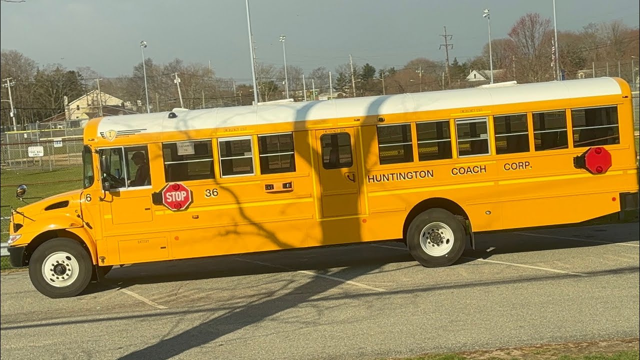 Passing Huntington Coach Corp School Bus 36 at Greenlawn Memorial Park ...