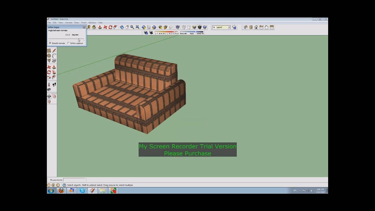 Google Sketchup 3D Sofa tv table and flat screen TV part 1 - YouTube