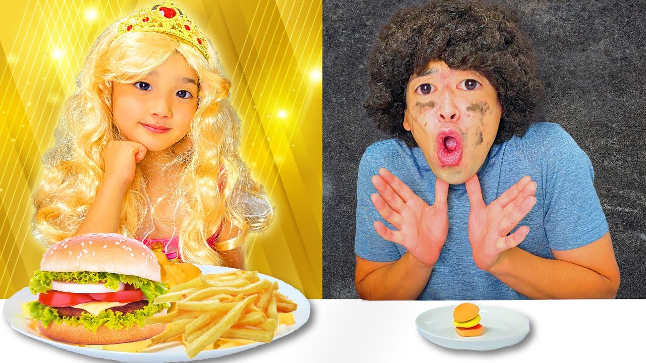 RICH FOOD vs POOR FOOD CHALLENGE! リッチVSプアフード！쌍둥이 먹방 챌린지 - YouTube