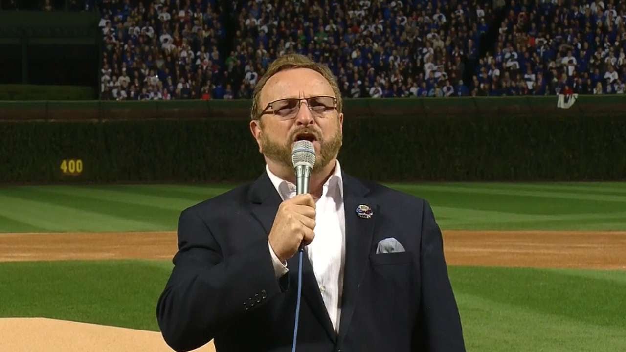 WS2016 Gm5: Messmer sings national anthem before game - YouTube