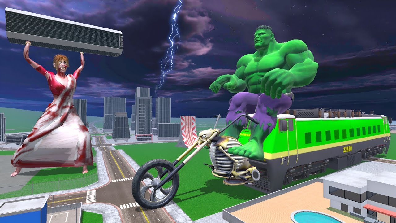 Giant Hulk Train vs Haunted Kamala in Indian Bikes Driving 3d - YouTube