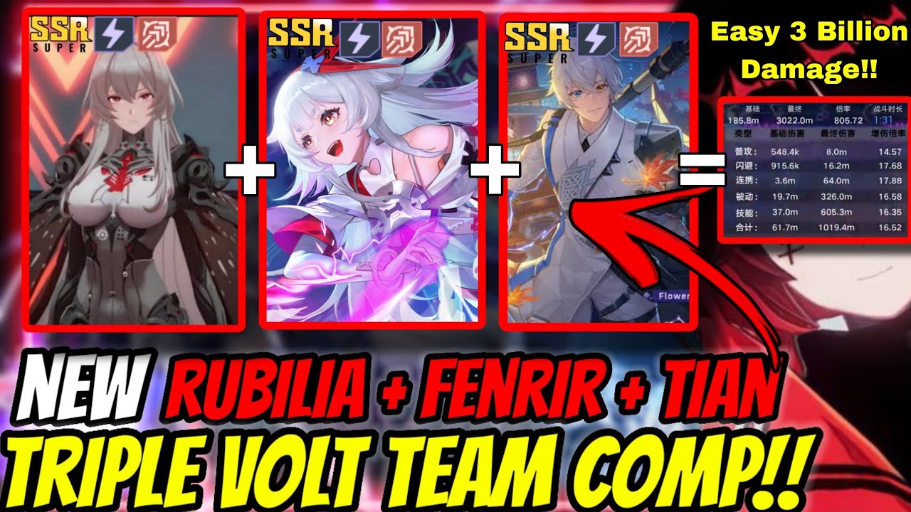 [Triple Volt Team] Rubilia + Fenrir + Tian Lang!! 3 Billion Damage!! Tower of Fantasy!! - YouTube