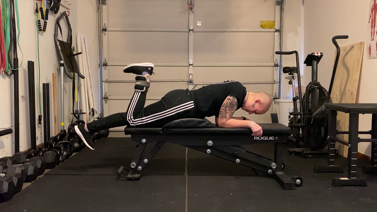 Lying Hamstring Curl w/ Ankle Weight - YouTube