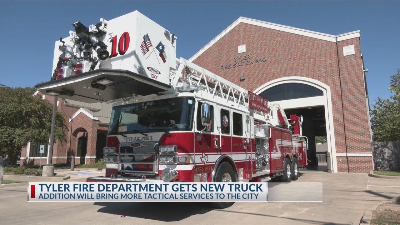 Tyler Fire Department celebrates new tower truck - YouTube