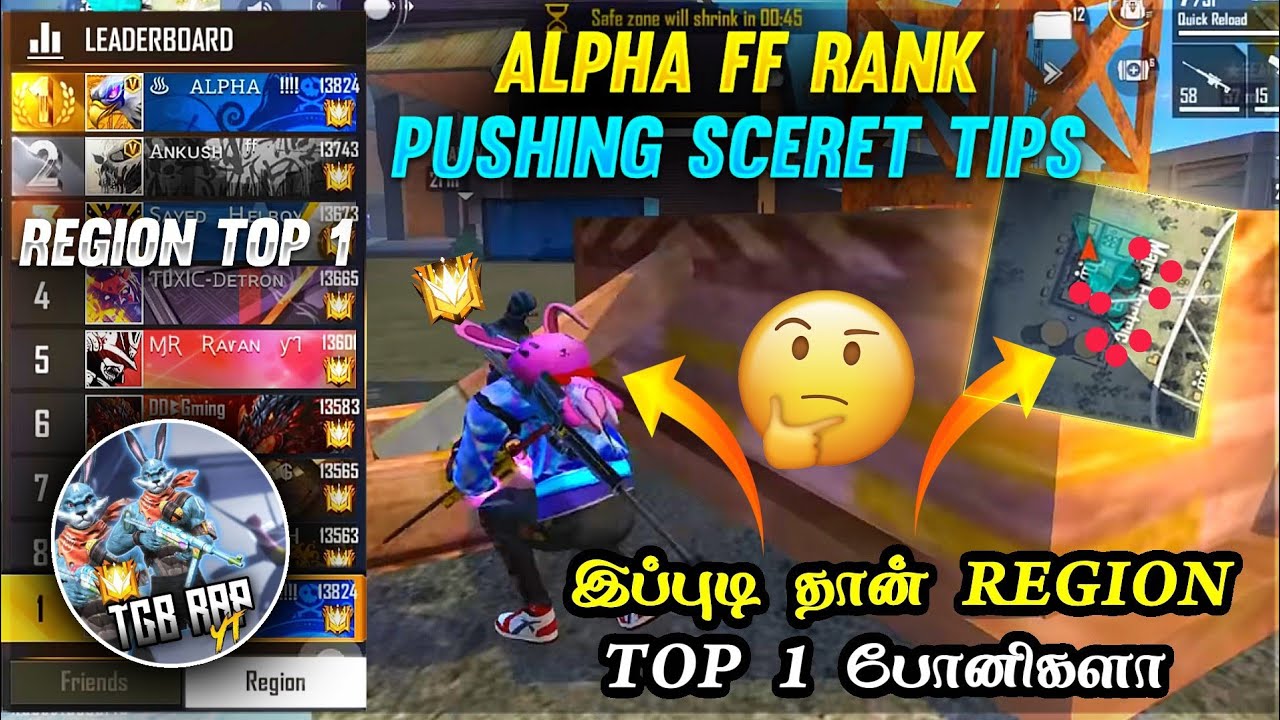 ALPHA FF REGION TOP 1 RANK PUSHING TRICKS || TOP SECRETS GRANDMASTER ...