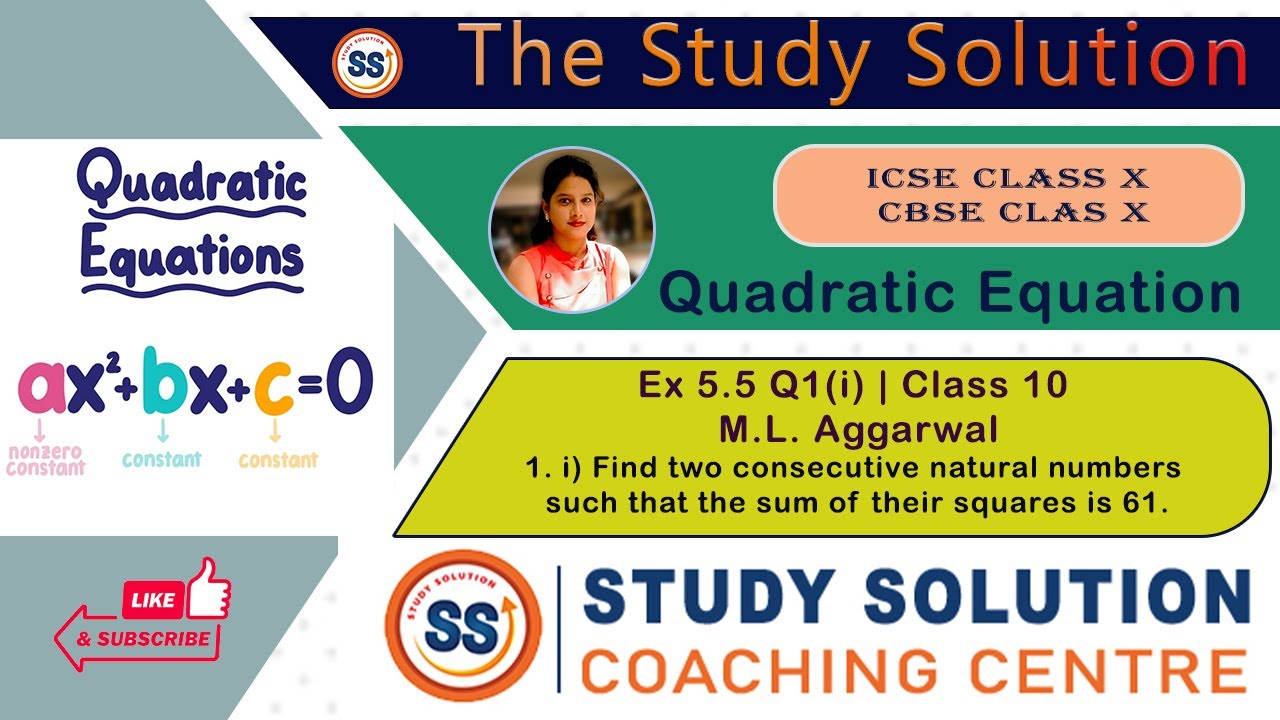 Find Two Consecutive Natural Numbers | Ex 5.5 Q1(i) | Class 10 M.L ...