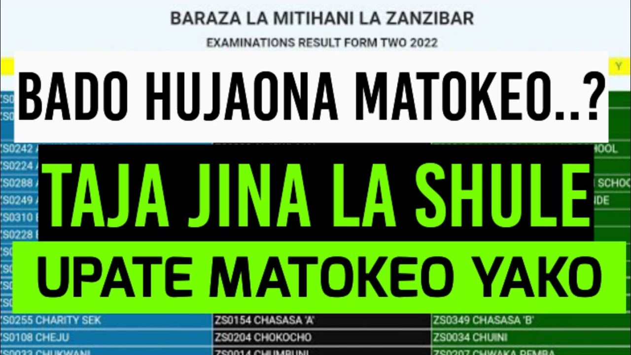 HAYA HAPA MATOKEO YOTE YA DARASA LA SABA ZANZIBAR 2024 - YouTube