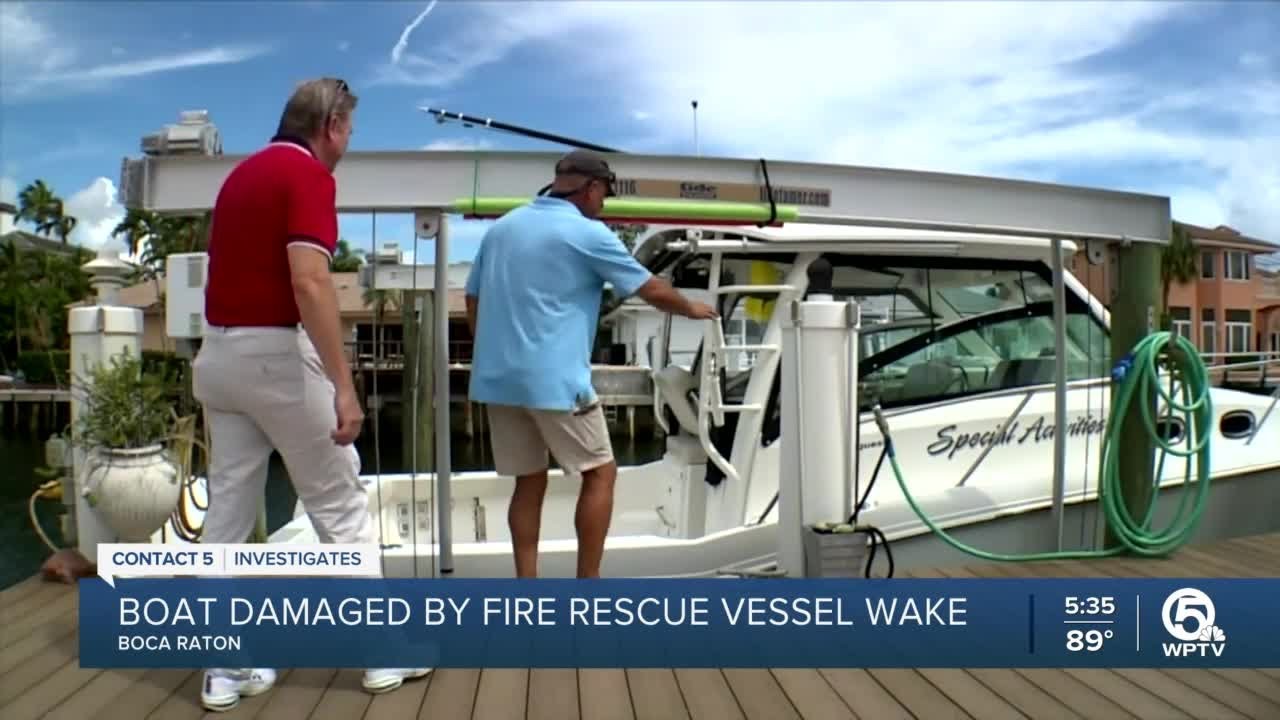 Boat damaged by wake of Boca Raton Fire Rescue vessel: Who pays? - YouTube