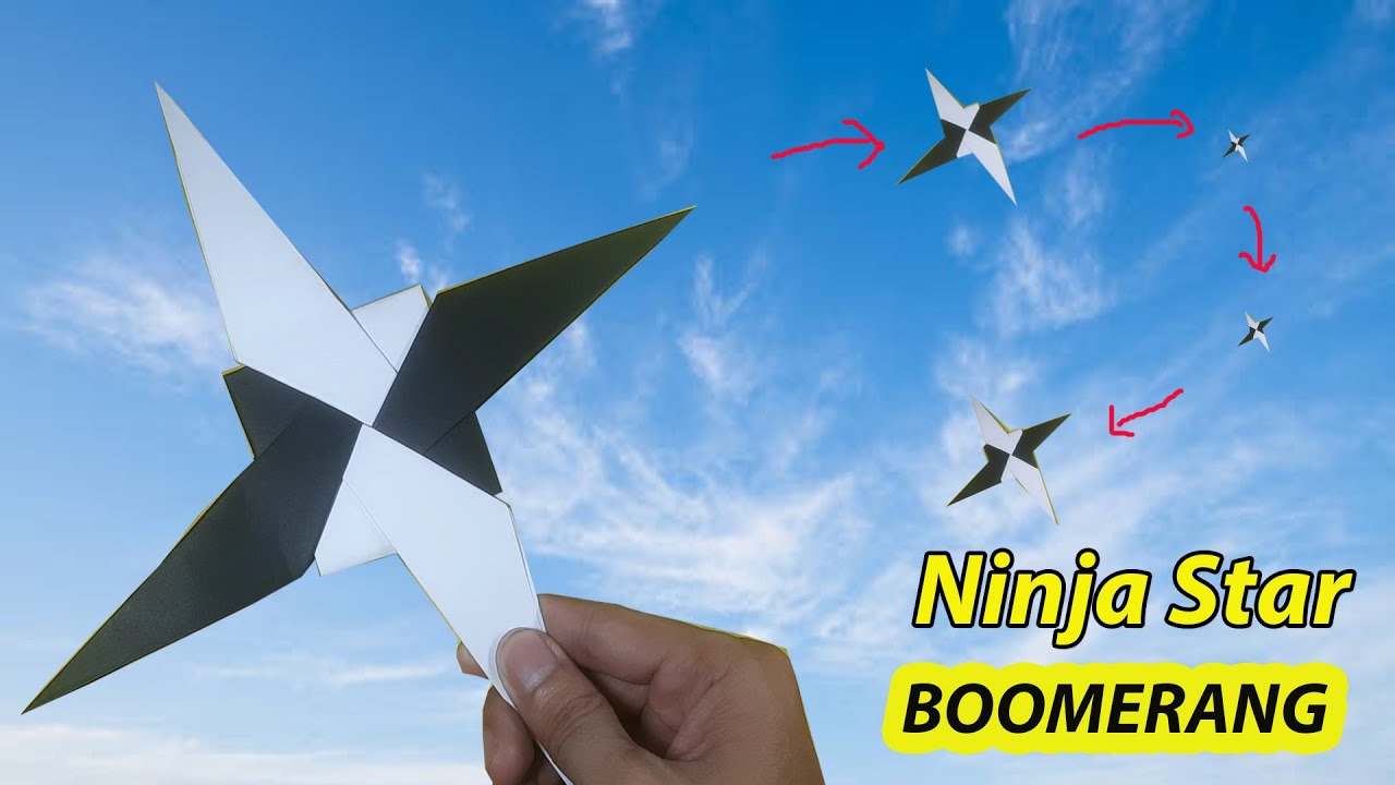 Ninja Star Boomerang, How To Make Paper Boomerang, Flying Toy, Easy ...