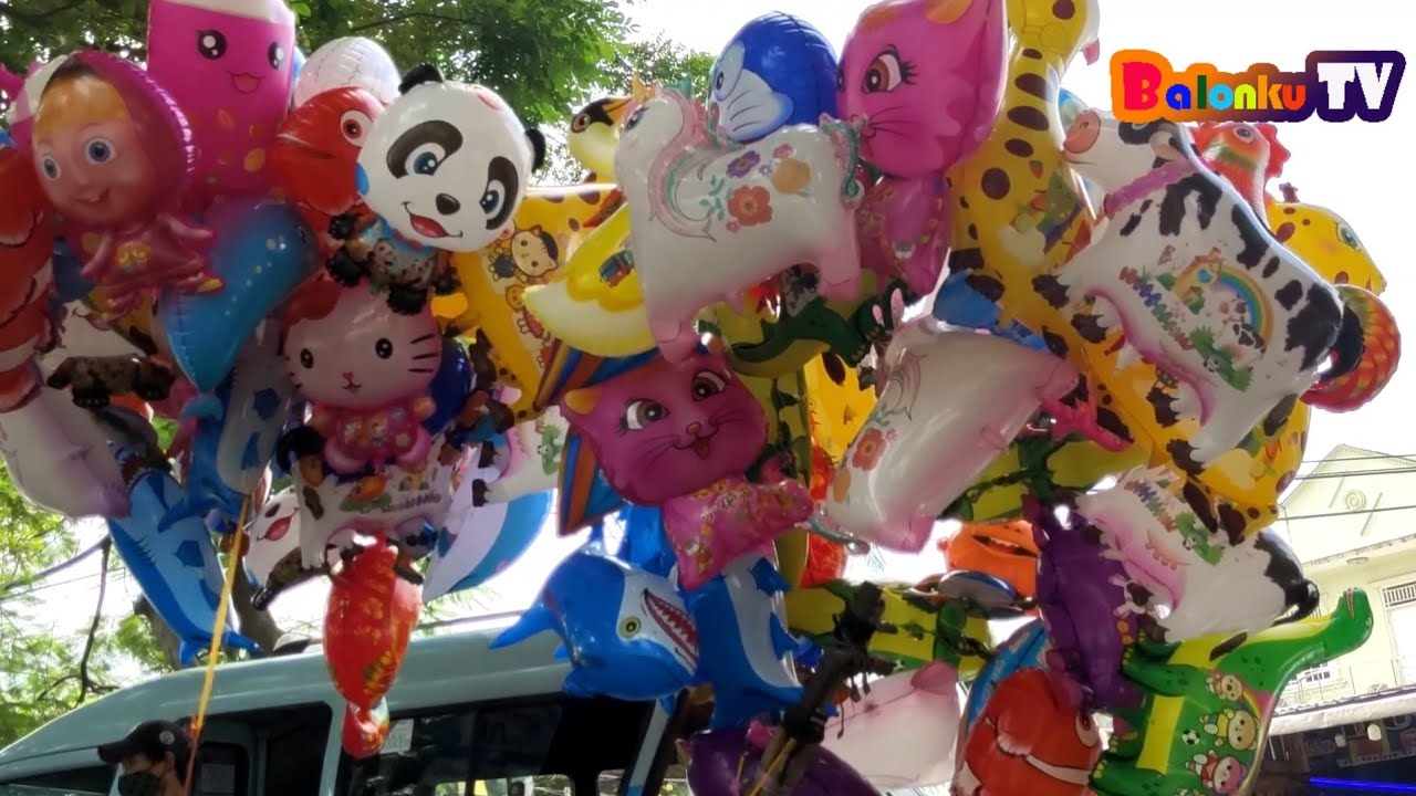 Balonku ada lima || Balon karakter jalanan warna warni || Lagu anak ...