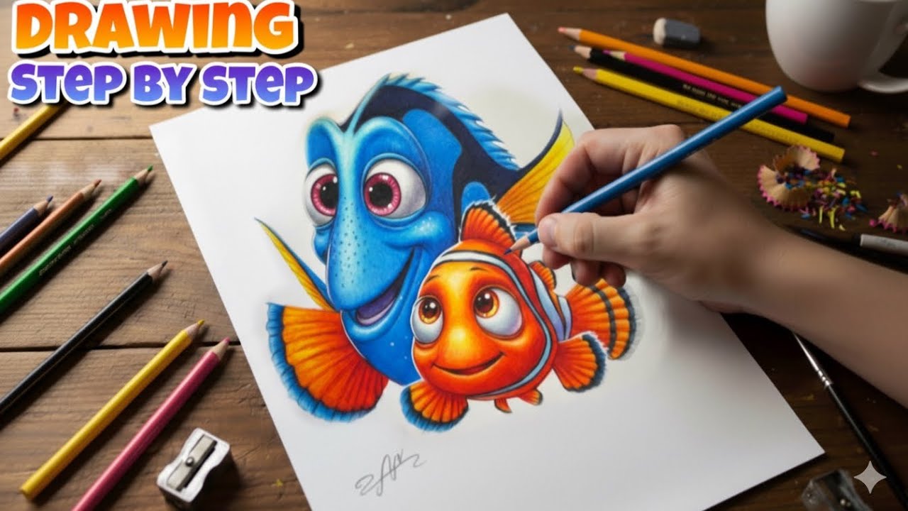 I realistic Draw Nemo & Dory🐠🧡Cute Art🥹🎨 - YouTube