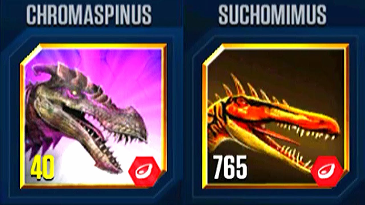 CHROMASPINUS VS SUCHOMIMUS | JURASSIC WORLD THE GAME - YouTube