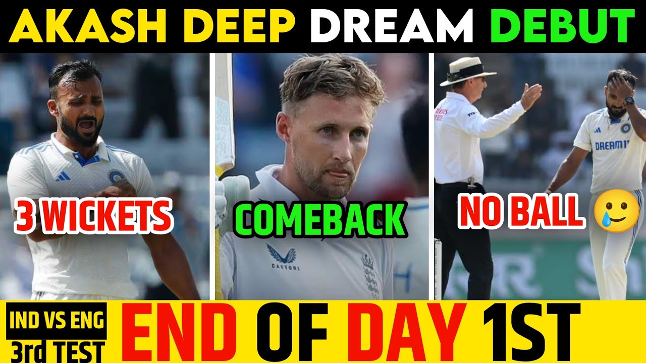 Akash Deep debut🔥🤩| Joe Root Century 💯| IND vs END 4th Test Day 1st ...