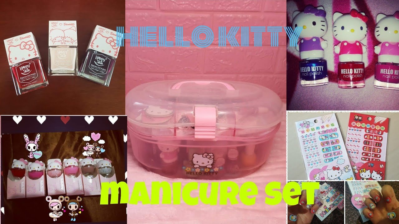 hello kitty manicure set/ nail stickers/ nail polish - YouTube