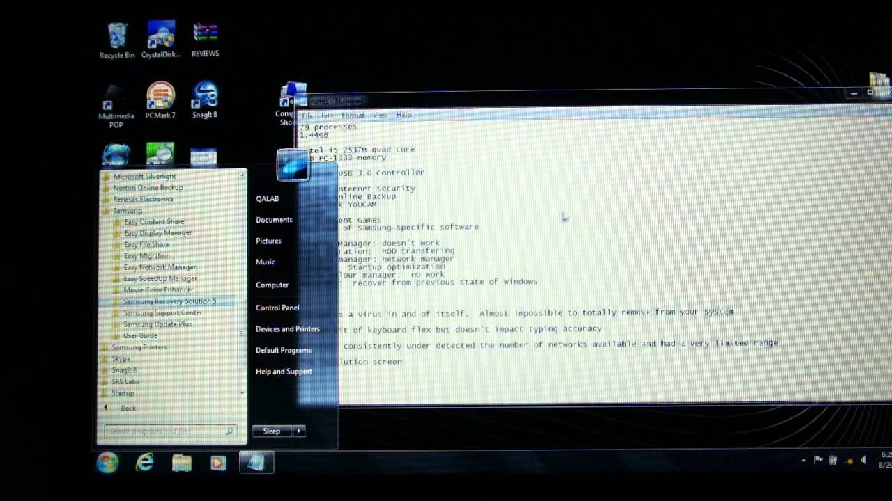 Samsung Series-9 Full Screen Error - YouTube