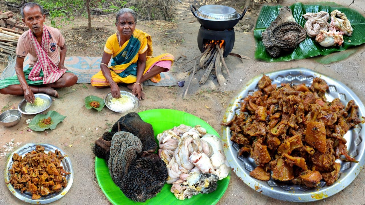 GOAT INTESTINE CURRY cooking & eating village style |mutton boti recipe ...