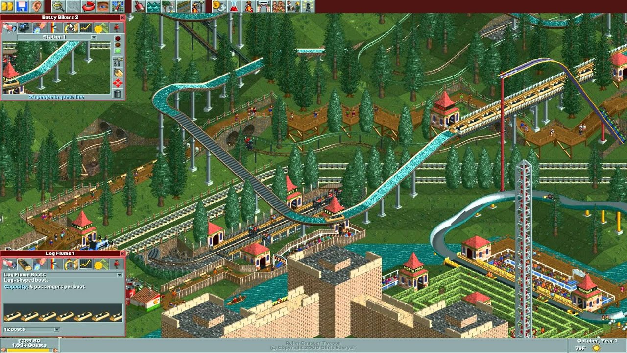 Let's Play Roller Coaster Tycoon Fort Anachronism Ep.2: Reverse Inclined Shuttle Loop - YouTube