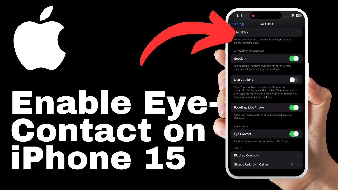 How to Enable Eye-Contact on iPhone 15 - YouTube