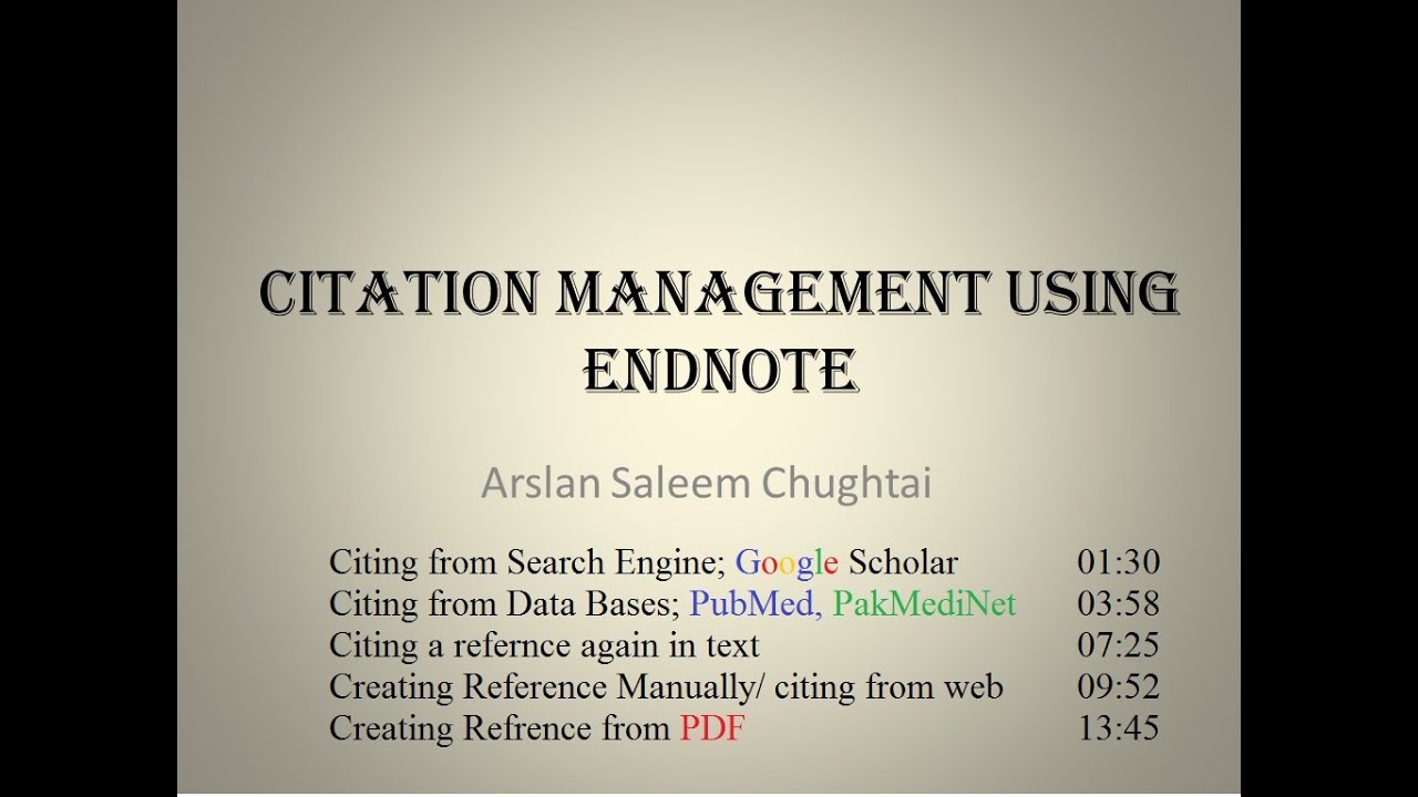 Citation management using End note - YouTube