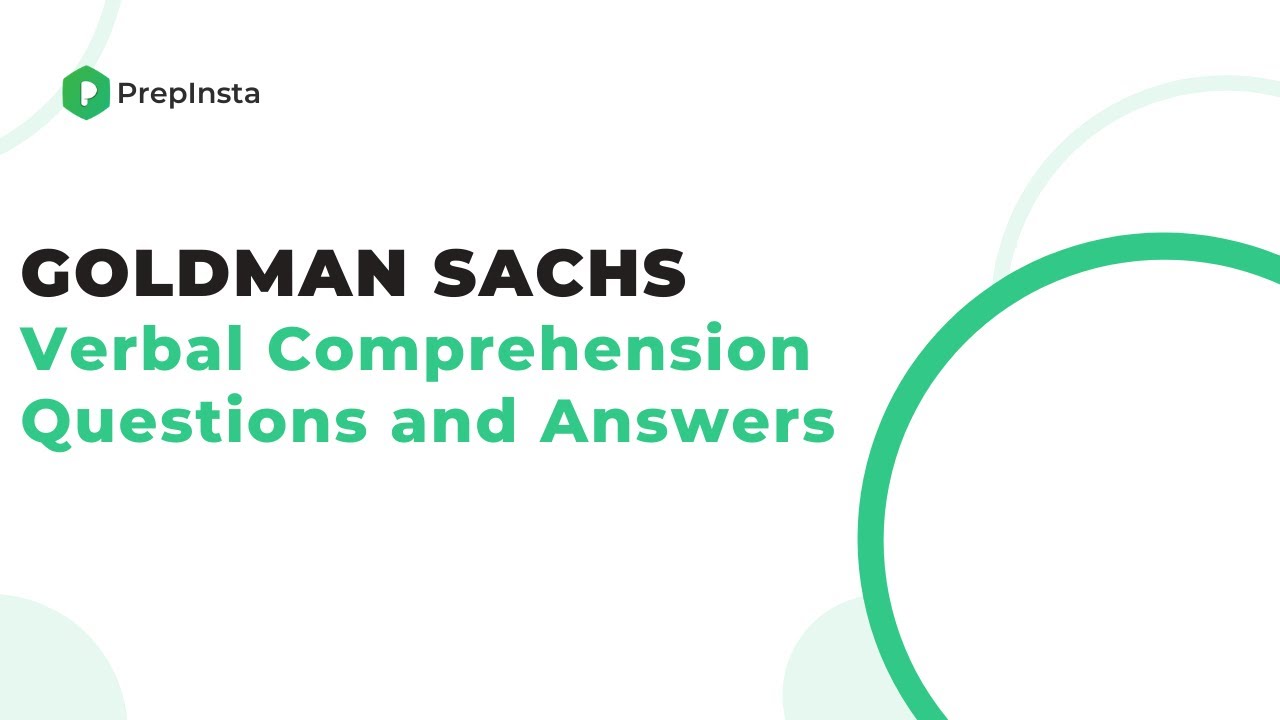 Goldman Sachs Verbal Comprehension Questions and Answers - YouTube