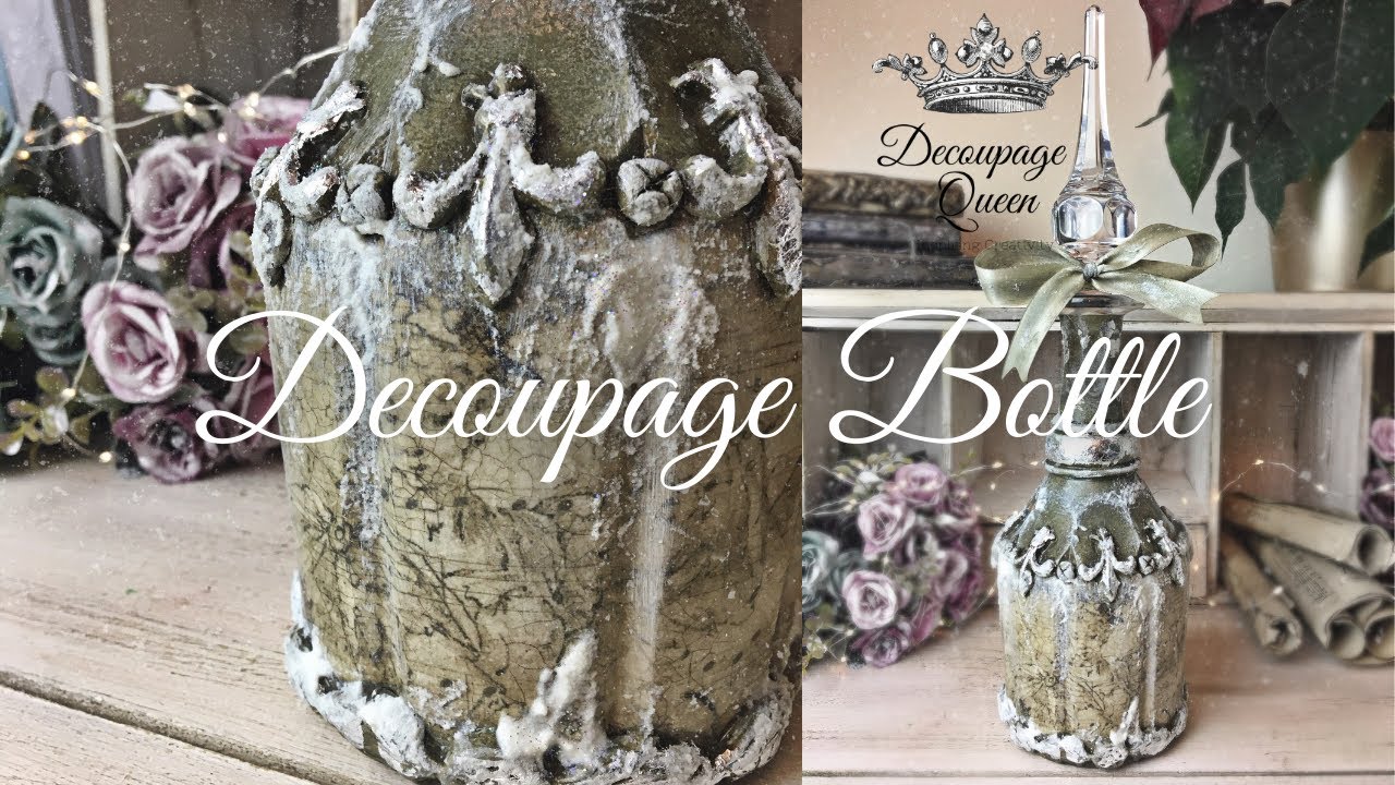 Decoupage on Glass Bottle with Rice Paper by Iveta Ziedina - YouTube