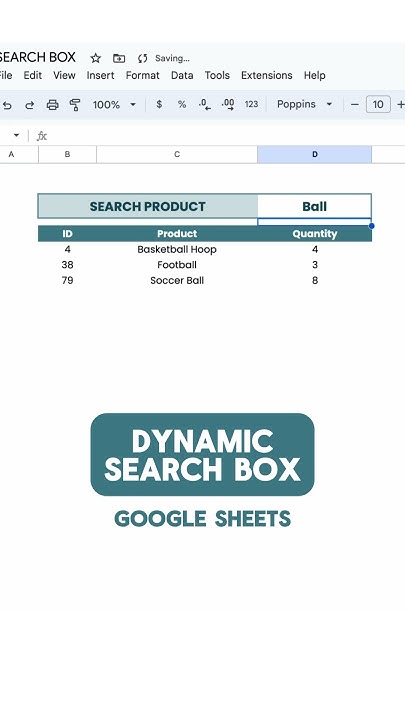 Create a dynamic search box in #googlesheets 🔎! #googlesheetstips #googlesheetstutorial - YouTube