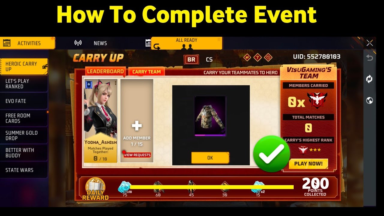 Carry Up | Carry Up Event Free Fire | Heroic Carry Up Event Free Fire ...