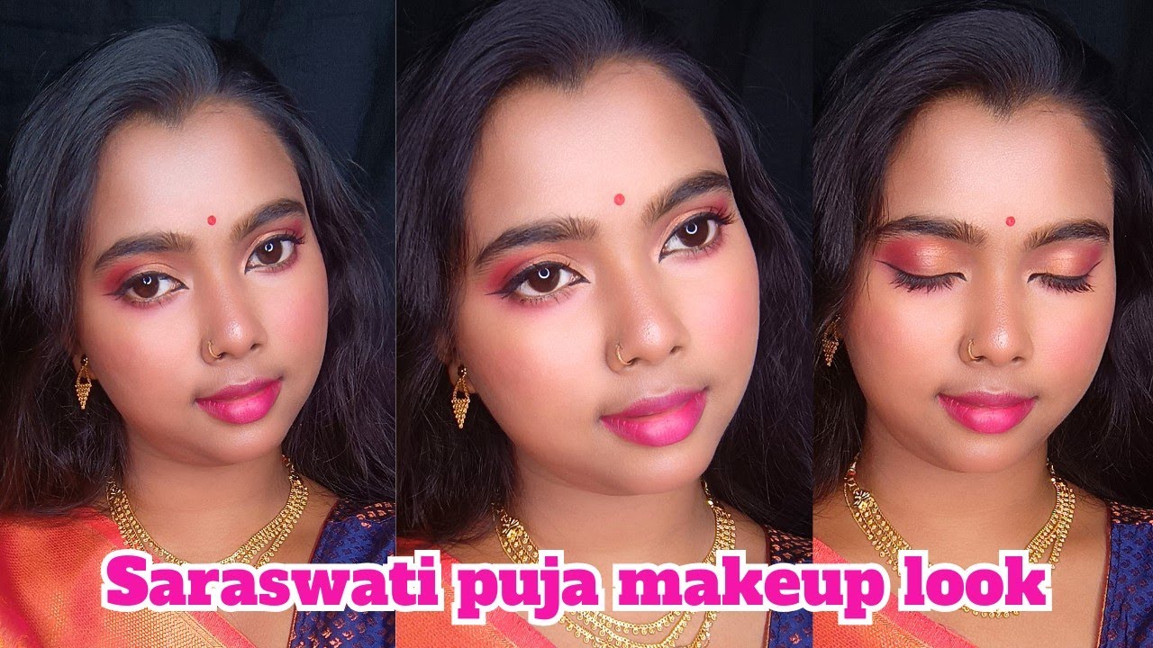 Valentine day makeup look and saraswati puja makeup look 2024#makeup # ...