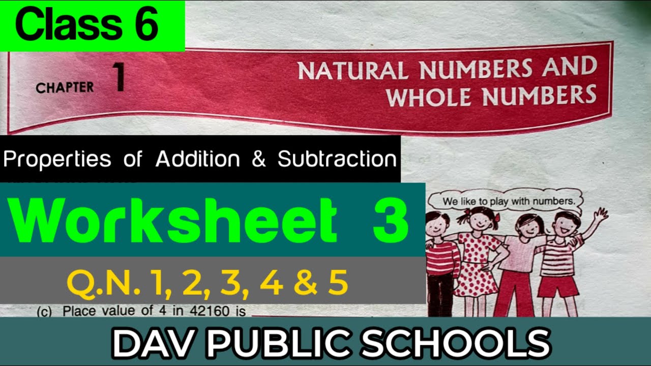 Dav Class 6 Maths Chapter 1 Worksheet 3 Q N 1 2 3 4 And 5 Youtube