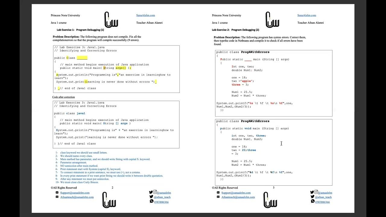 لغة برمجة ١ -جافا-، LAB 2 Java basics I - YouTube