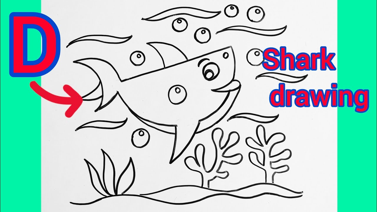 How to draw a 🦈 Shark with letter D very easy tricks || shark drawing ...