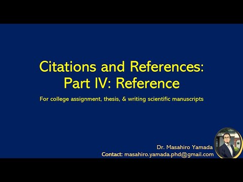 APA Citation Part IV: Rules of Reference 2/2 - YouTube