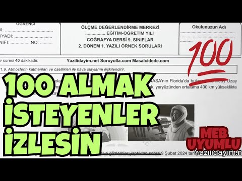 9.Sınıf Coğrafya 2.Dönem 1.Yazılı