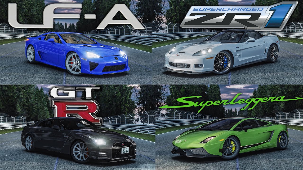 LFA vs ZR1 vs GT-R vs Gallardo | Nürburgring Race | Assetto Corsa ...