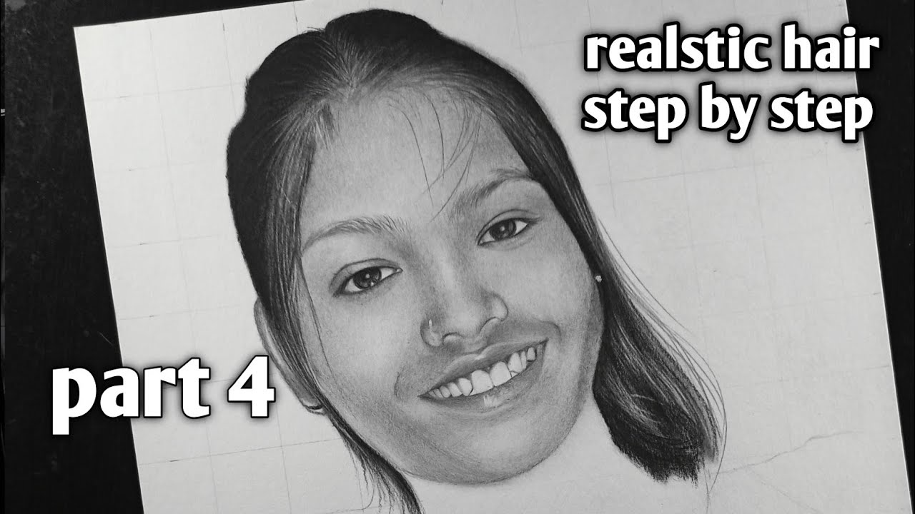 how to draw realstic hair step by step tutorial part 4 - YouTube